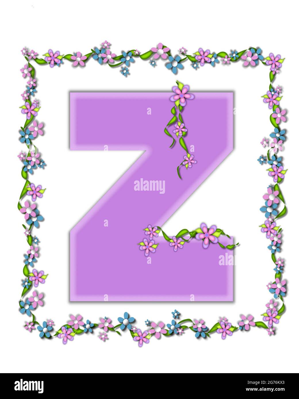 The letter Z, in the alphabet set "Daisy Fair Lilac" is a soft pastel ...
