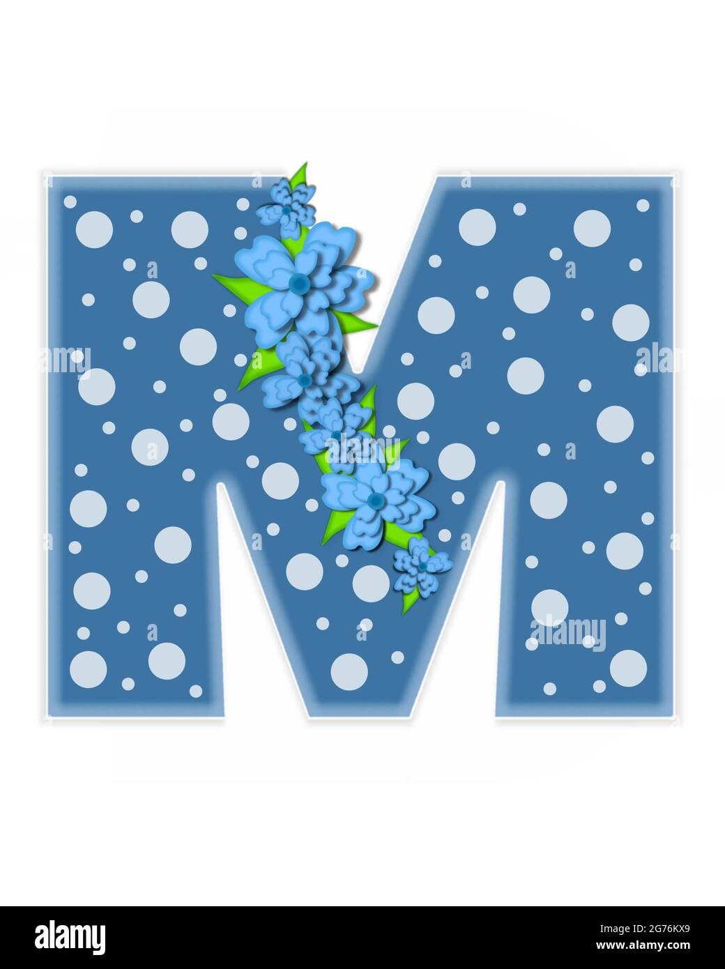The letter M, in the alphabet set "Dusty Blue Dots", is Blue. Letter is ...