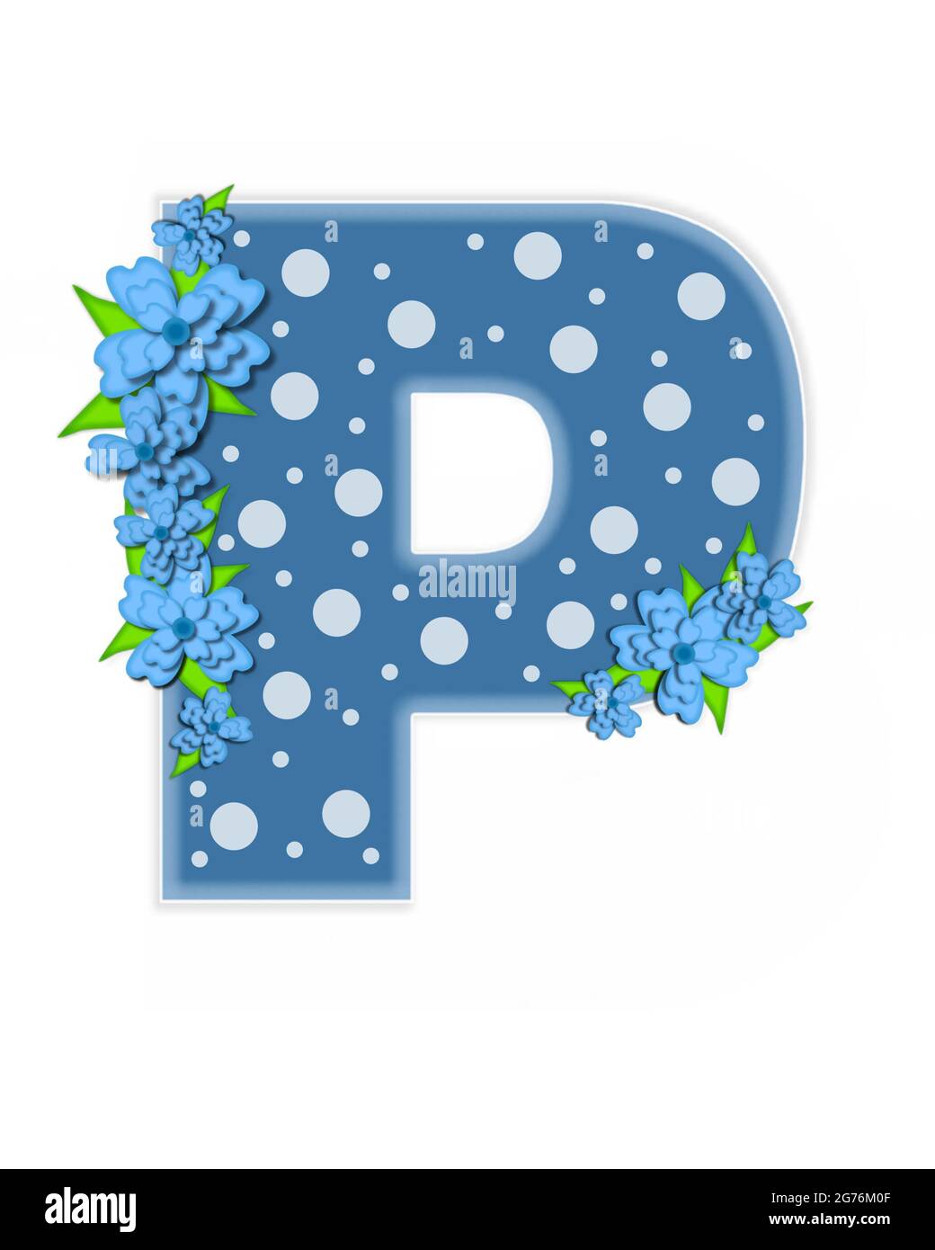 The letter P, in the alphabet set "Dusty Blue Dots", is Blue. Letter is ...