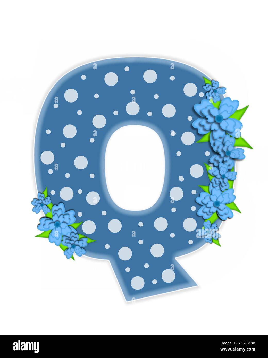 The letter Q, in the alphabet set "Dusty Blue Dots", is Blue. Letter is ...