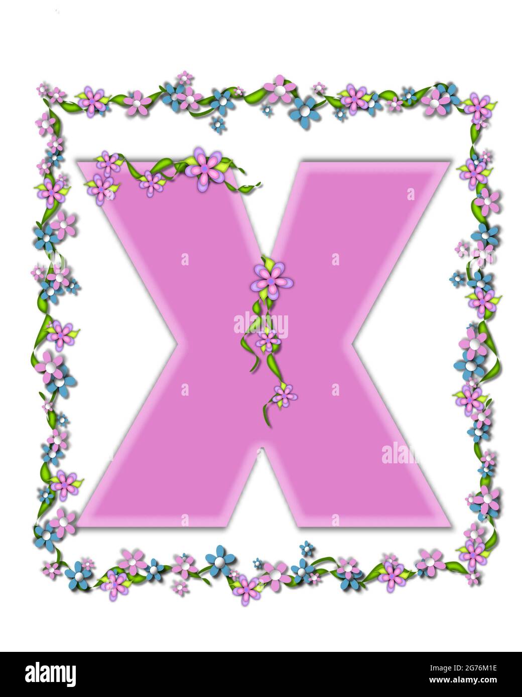 The letter X, in the alphabet set "Daisy Fair Pink" is a soft pastel ...