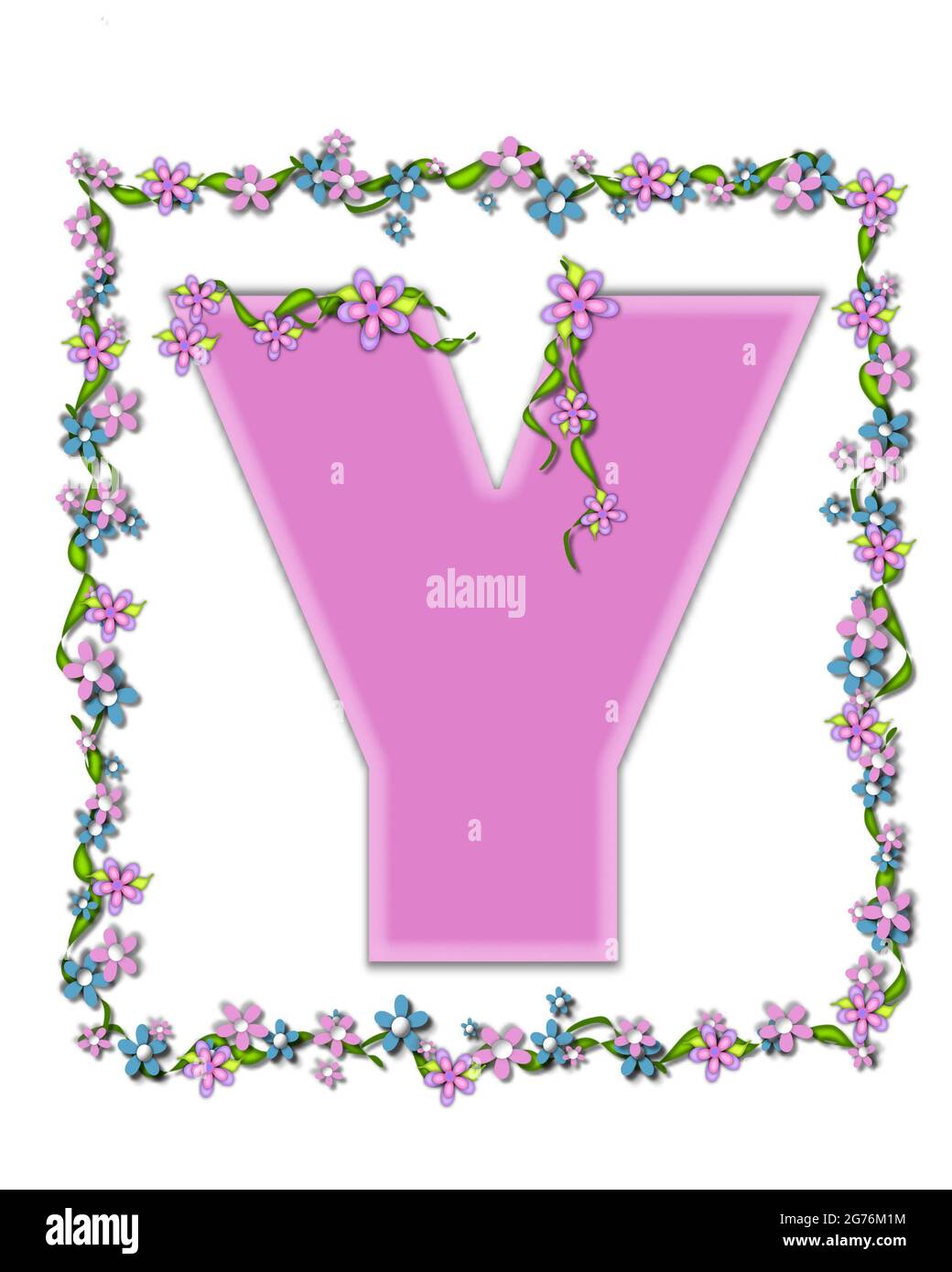 The letter Y, in the alphabet set "Daisy Fair Pink" is a soft pastel ...