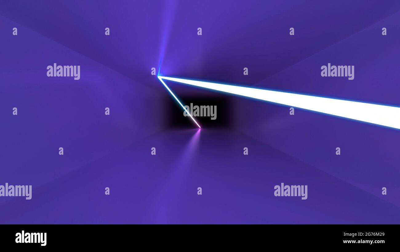 A 3D illustration of blue ray of light advancing through the tunnel ...