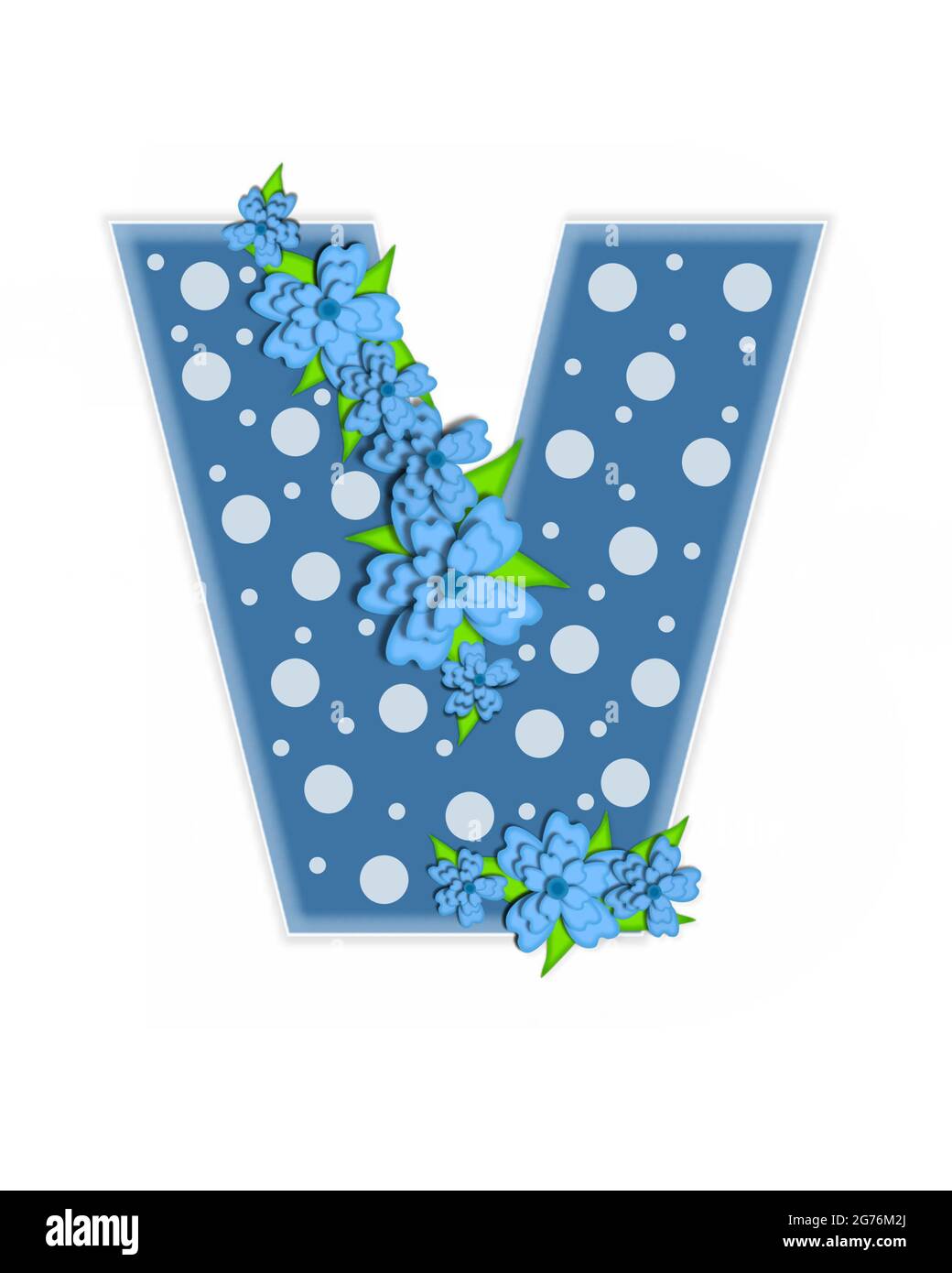 The letter V, in the alphabet set "Dusty Blue Dots", is Blue. Letter is ...