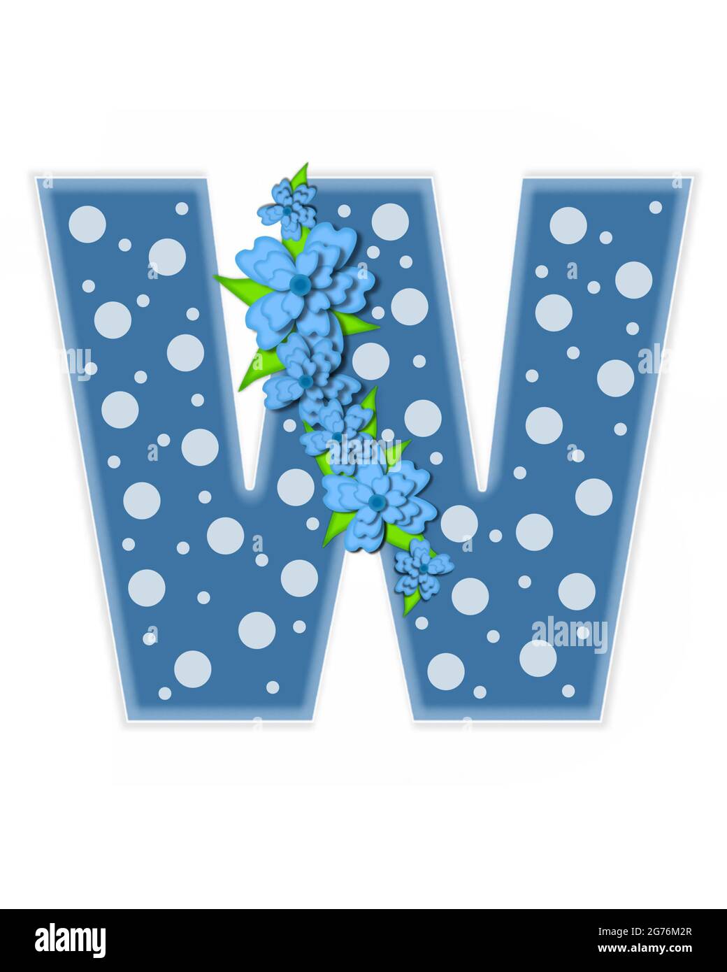 The letter W, in the alphabet set "Dusty Blue Dots", is Blue. Letter is ...