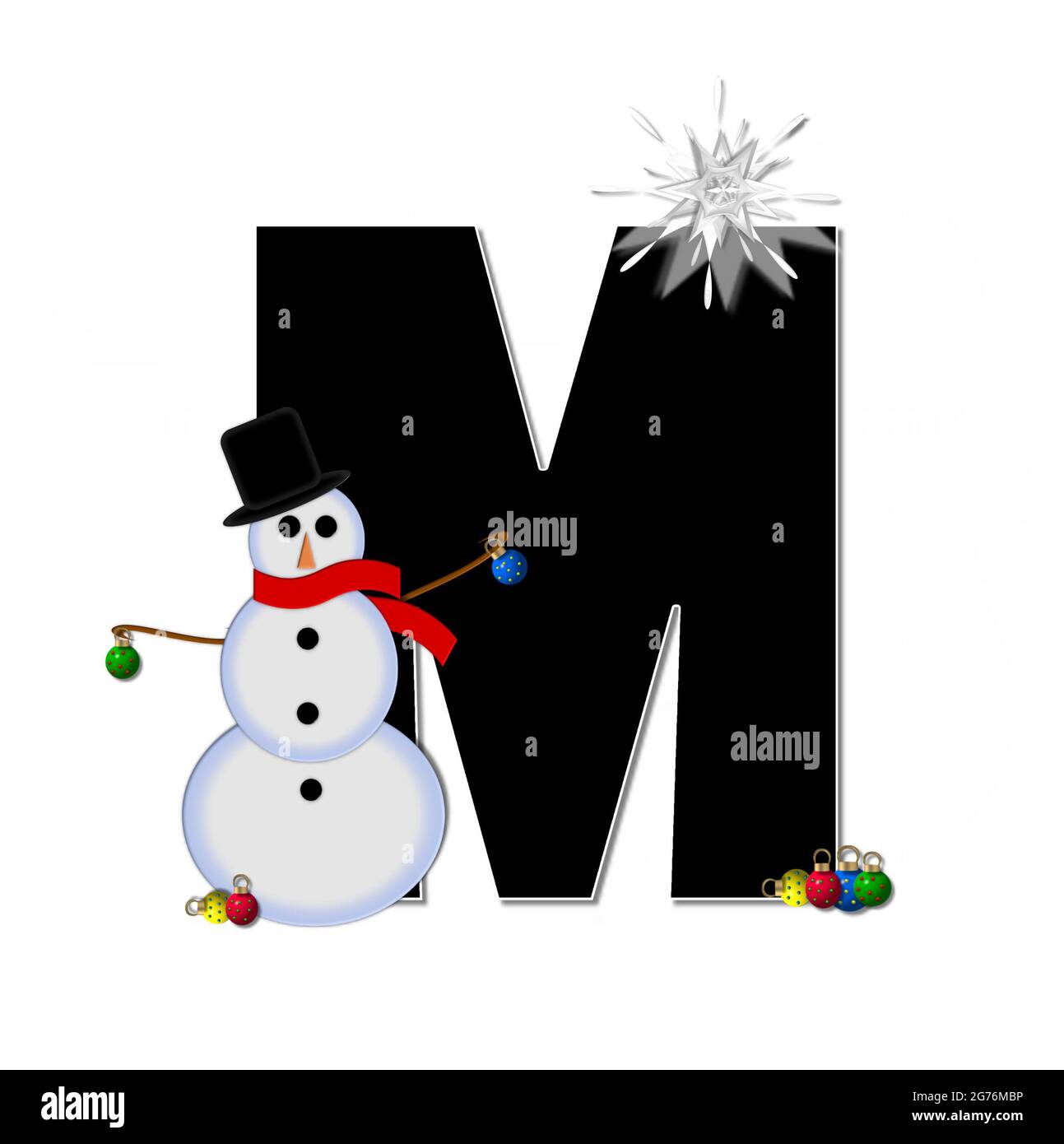 The letter M, in the alphabet set "Frosty", is black and decorated with ...
