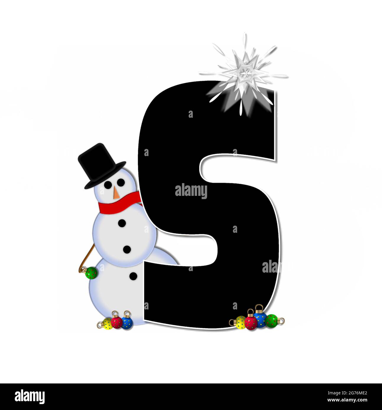 The letter S, in the alphabet set "Frosty", is black and decorated with ...