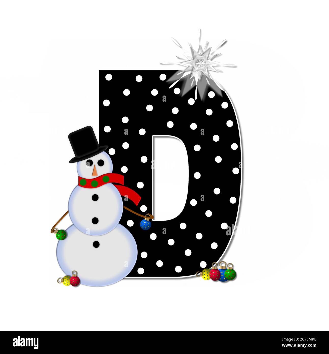 The letter D, in the alphabet set "Frosty", is black and decorated with ...