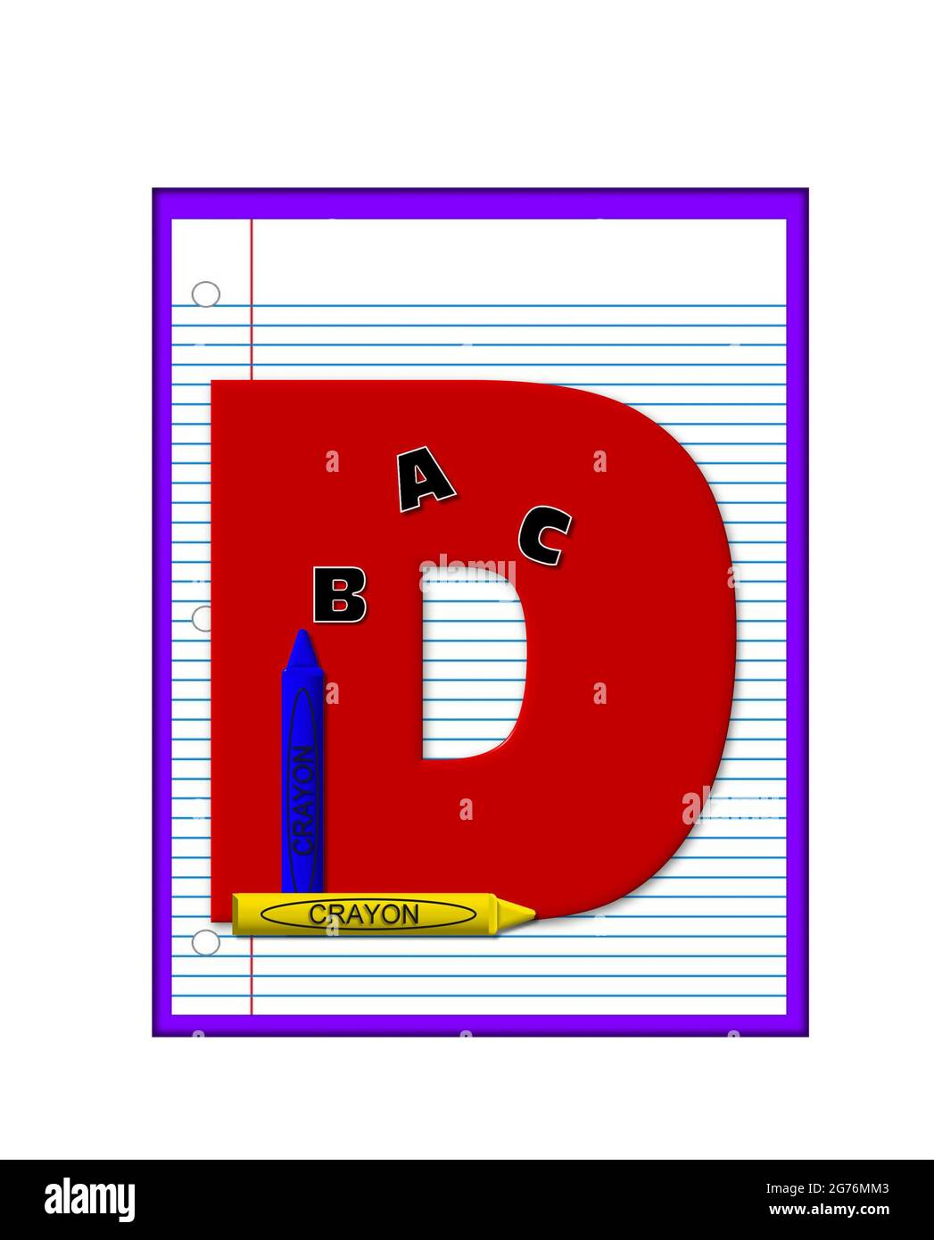 The letter D, in the alphabet set "Grade School Homework" is red and ...