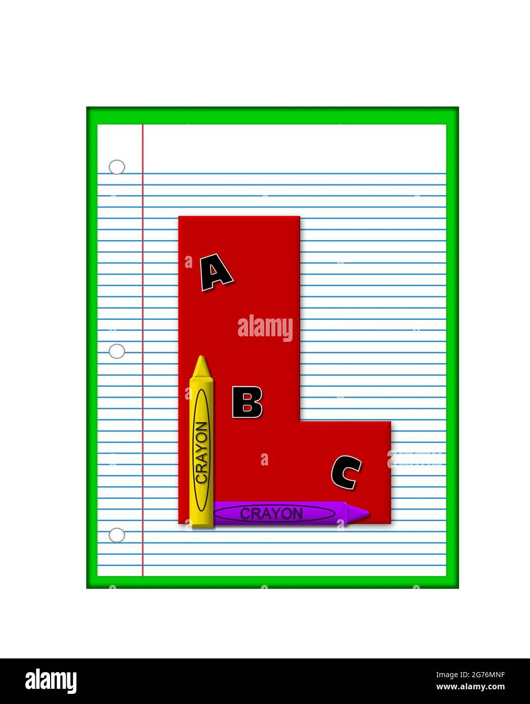 The letter L, in the alphabet set "Grade School Homework" is red and ...