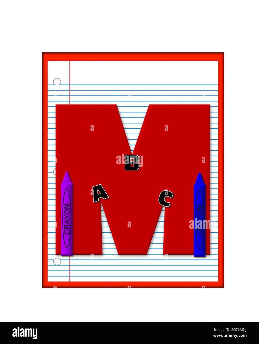The letter M, in the alphabet set "Grade School Homework" is red and ...