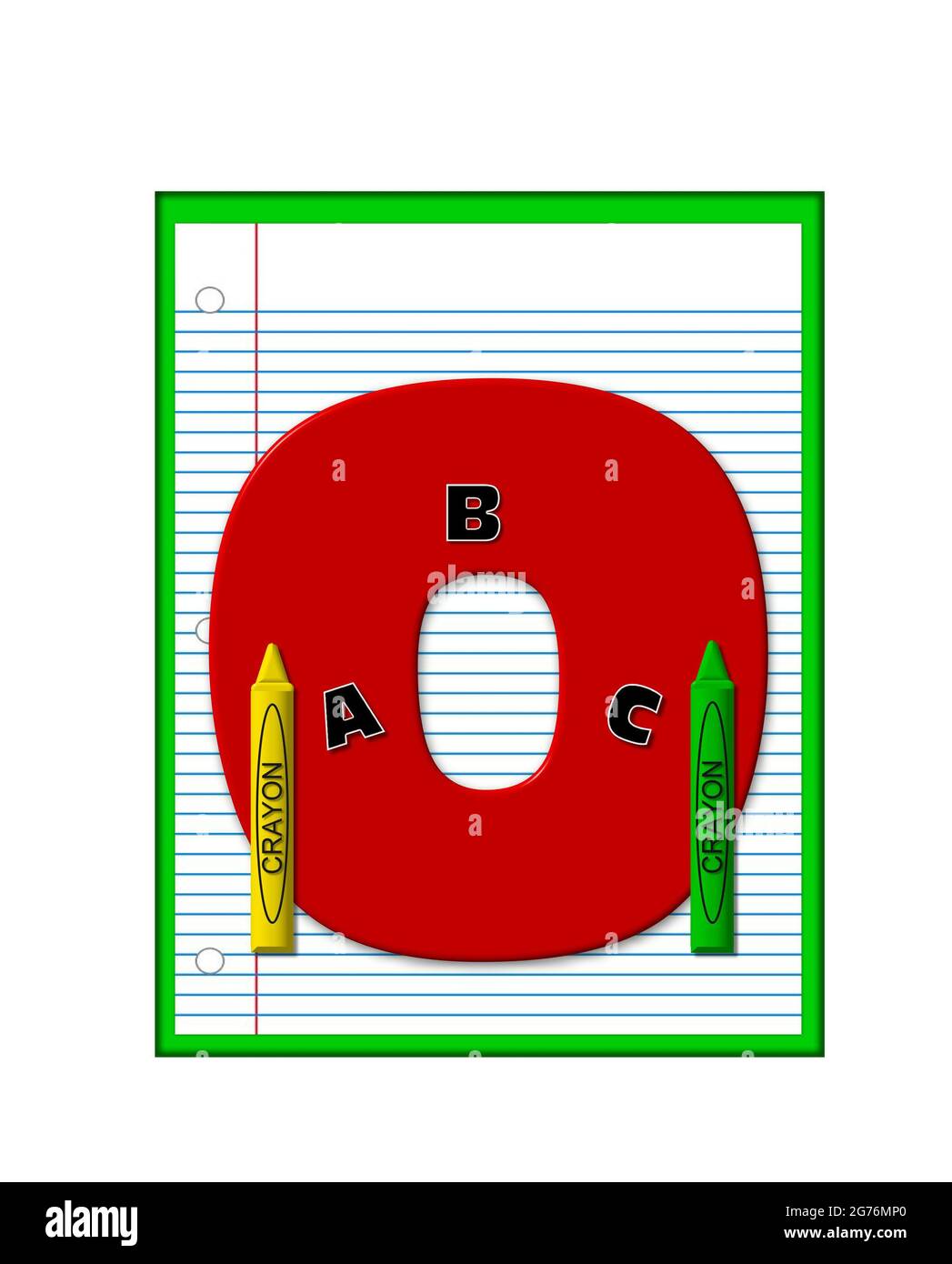 The letter O, in the alphabet set "Grade School Homework" is red and ...