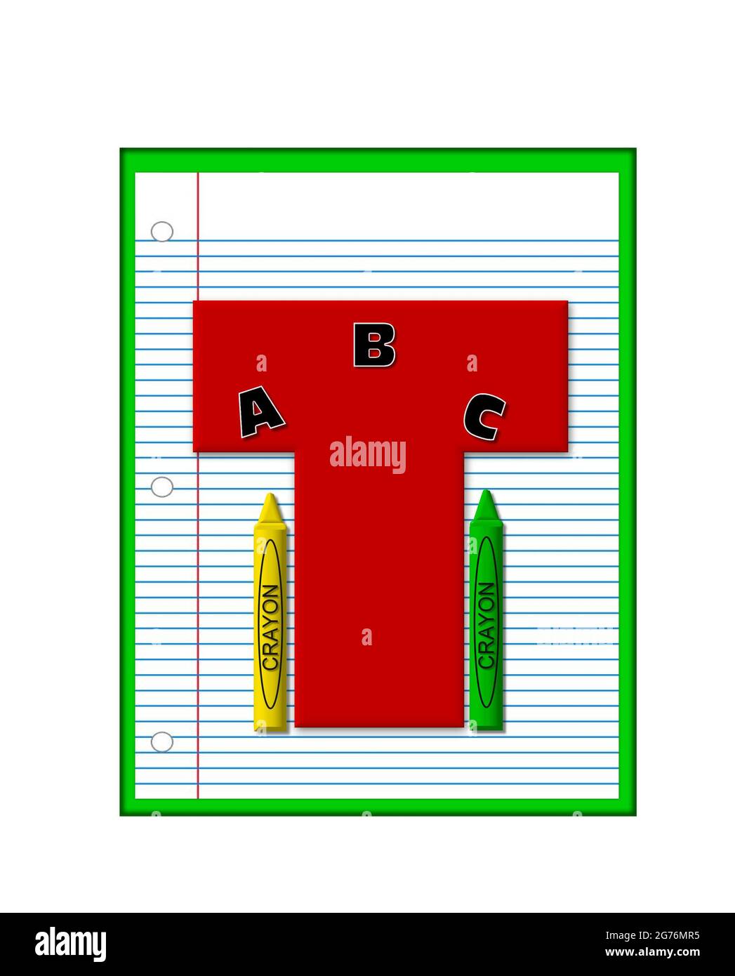 The letter T, in the alphabet set "Grade School Homework" is red and ...