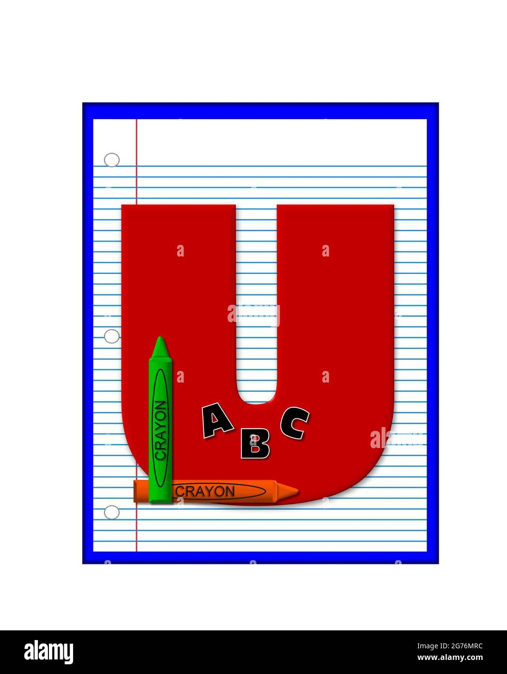 The letter U, in the alphabet set "Grade School Homework" is red and ...