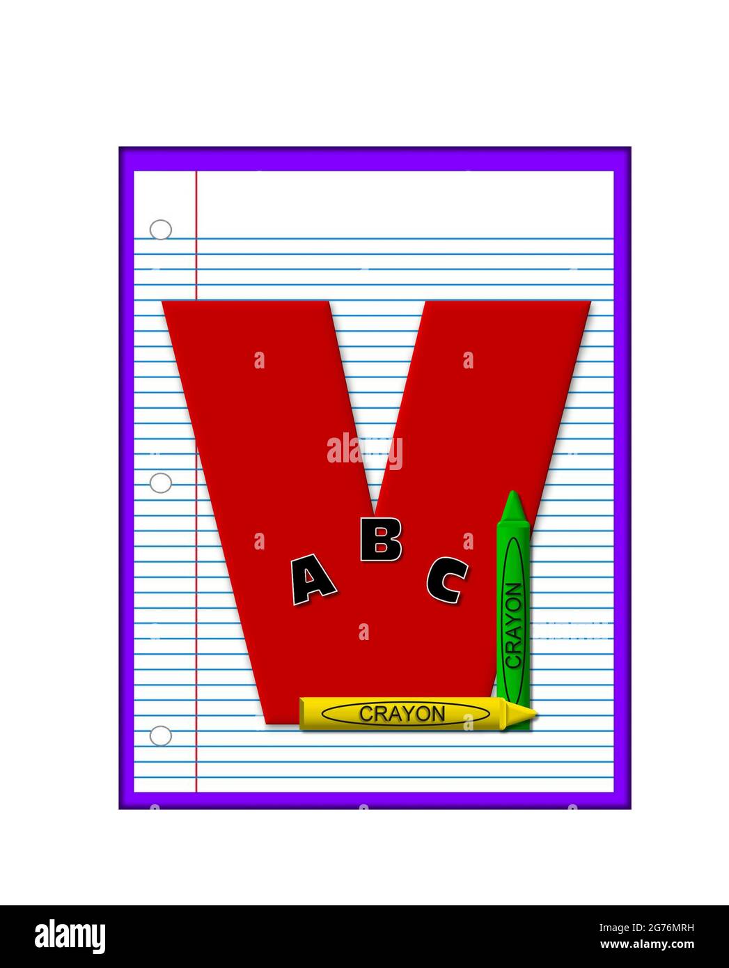 The letter V, in the alphabet set "Grade School Homework" is red and ...
