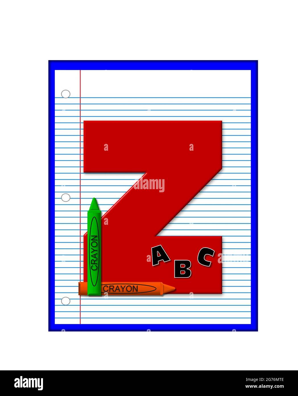 The letter Z, in the alphabet set "Grade School Homework" is red and ...