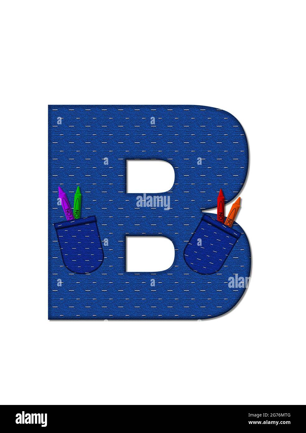 The letter B, in the alphabet set "School Days", in dressed in denim ...