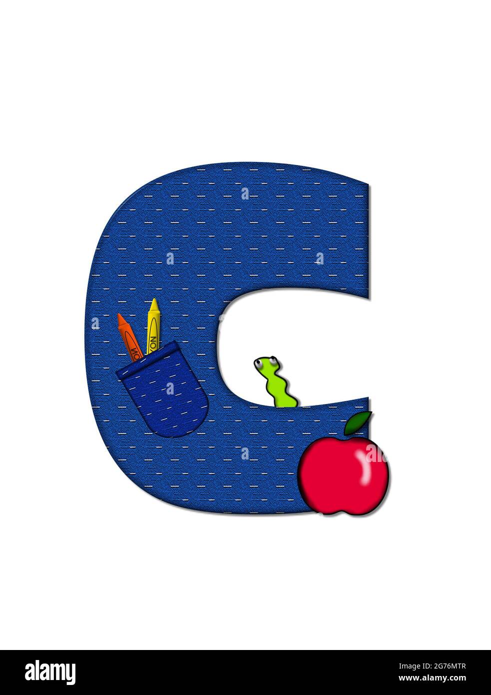 The letter C, in the alphabet set "School Days", in dressed in denim ...