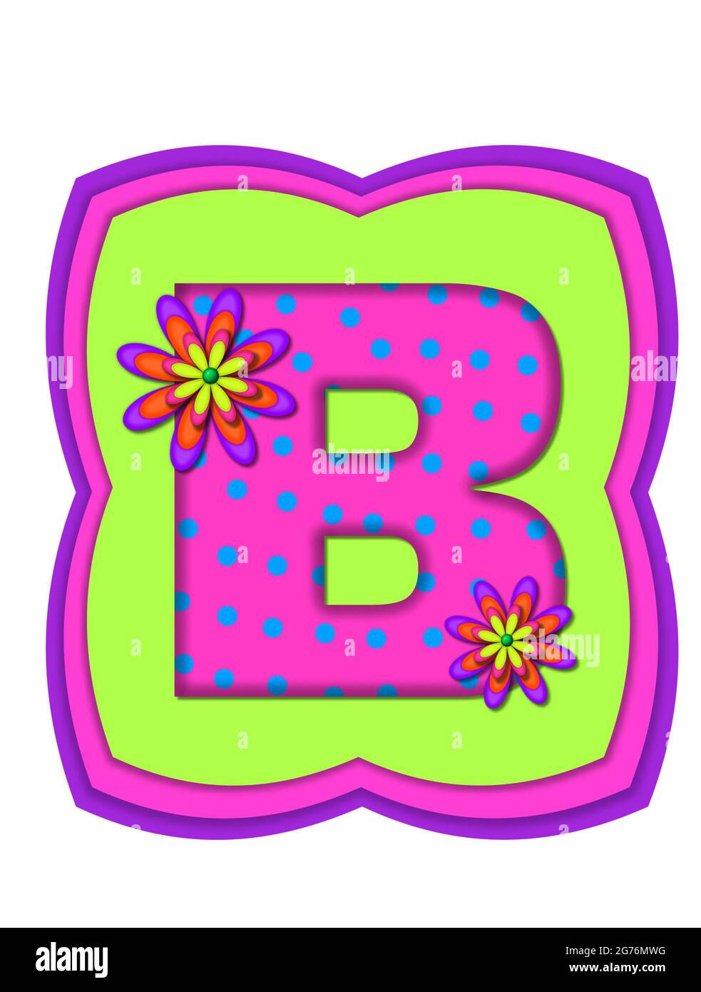 The letter B, in the alphabet set "Daisy Daze," is colored in vivid ...