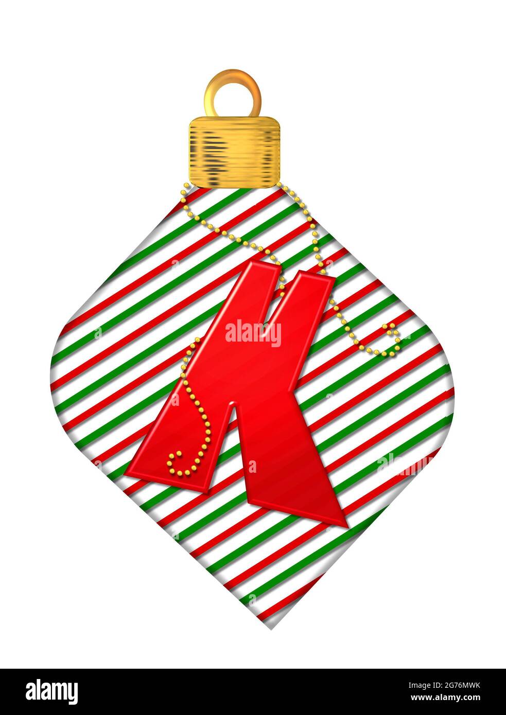 The letter K, in the alphabet set "Pinstripe Ornament", is red. Letter ...