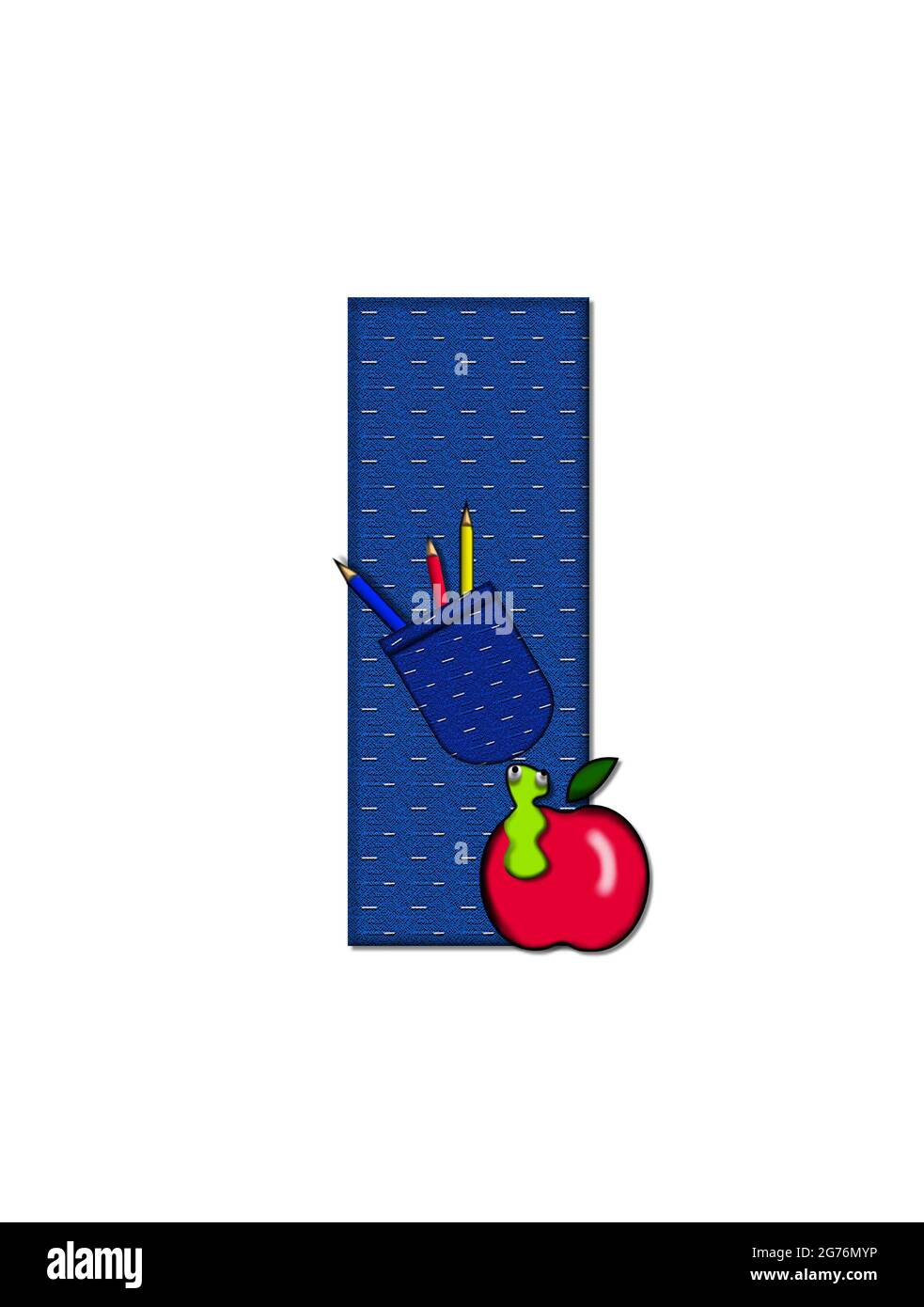 The letter I, in the alphabet set "School Days", in dressed in denim ...