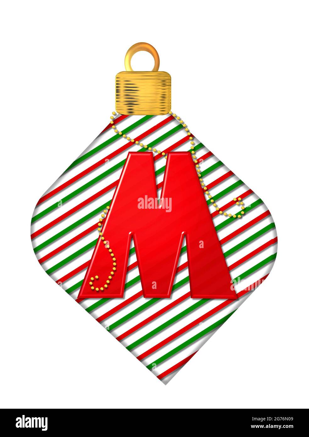 The letter M, in the alphabet set "Pinstripe Ornament", is red. Letter ...