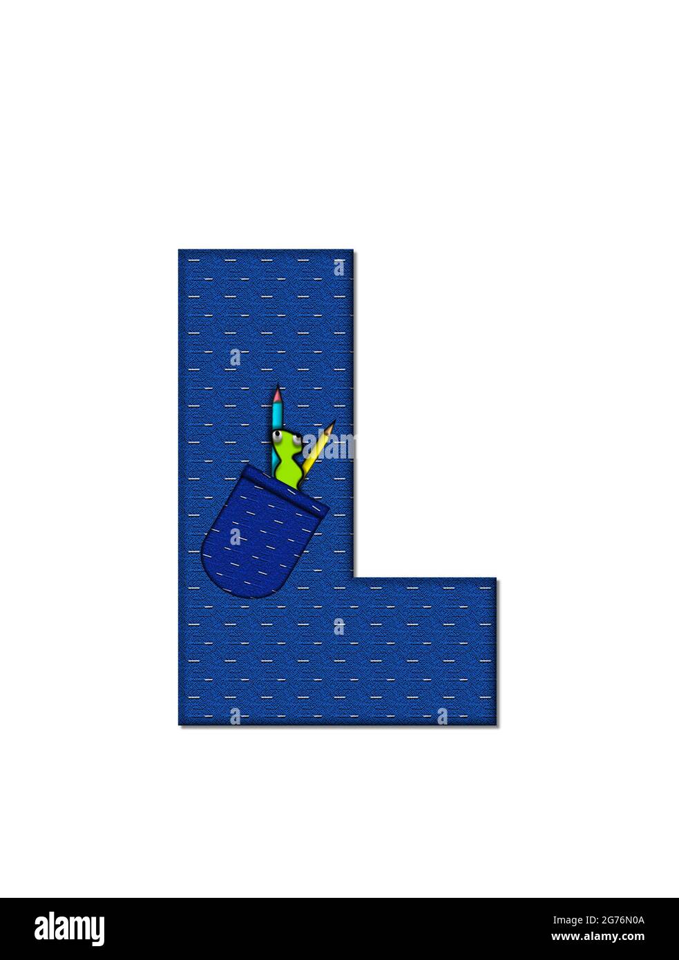 The letter L, in the alphabet set "School Days", in dressed in denim ...