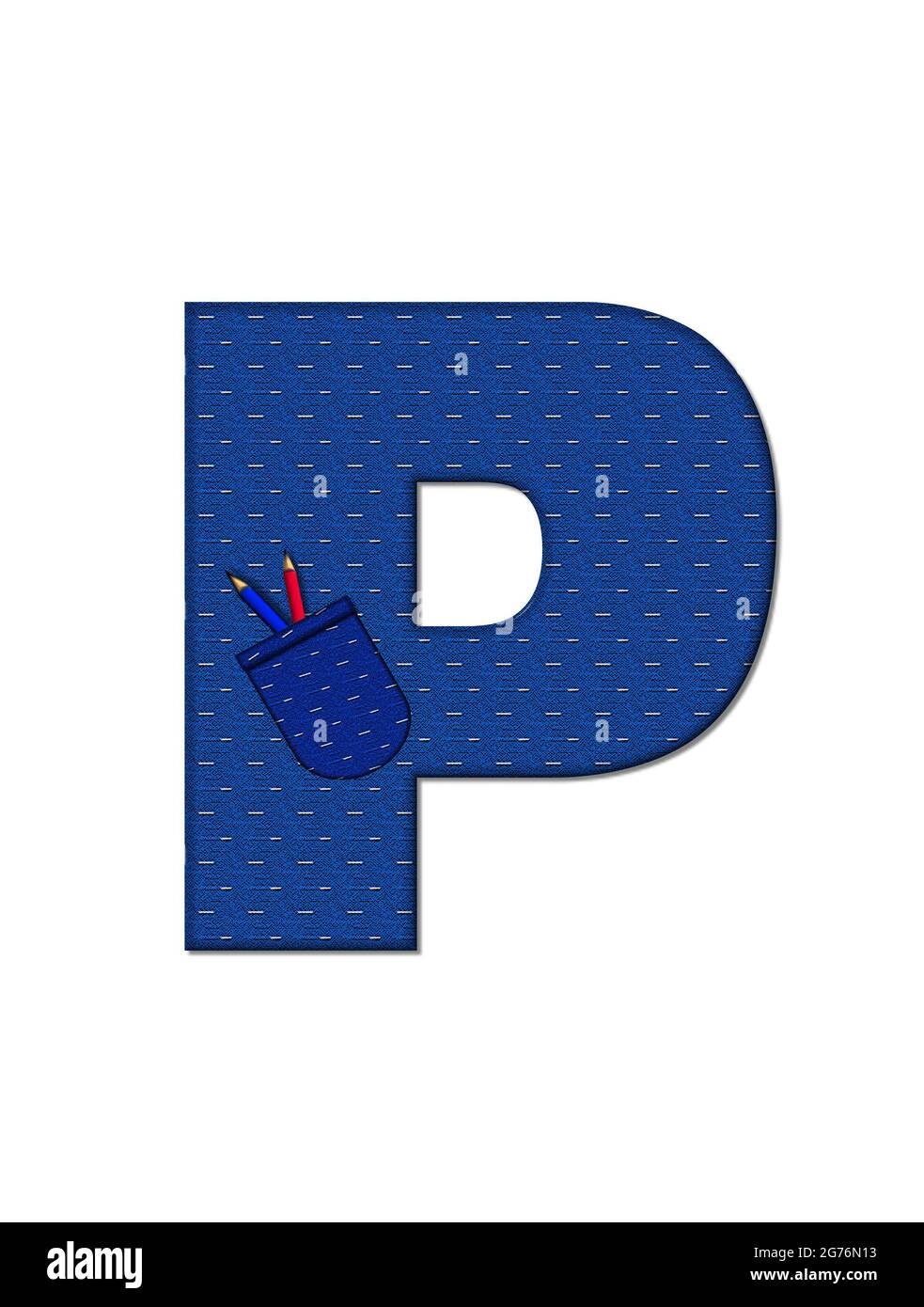 The letter P, in the alphabet set "School Days", in dressed in denim ...