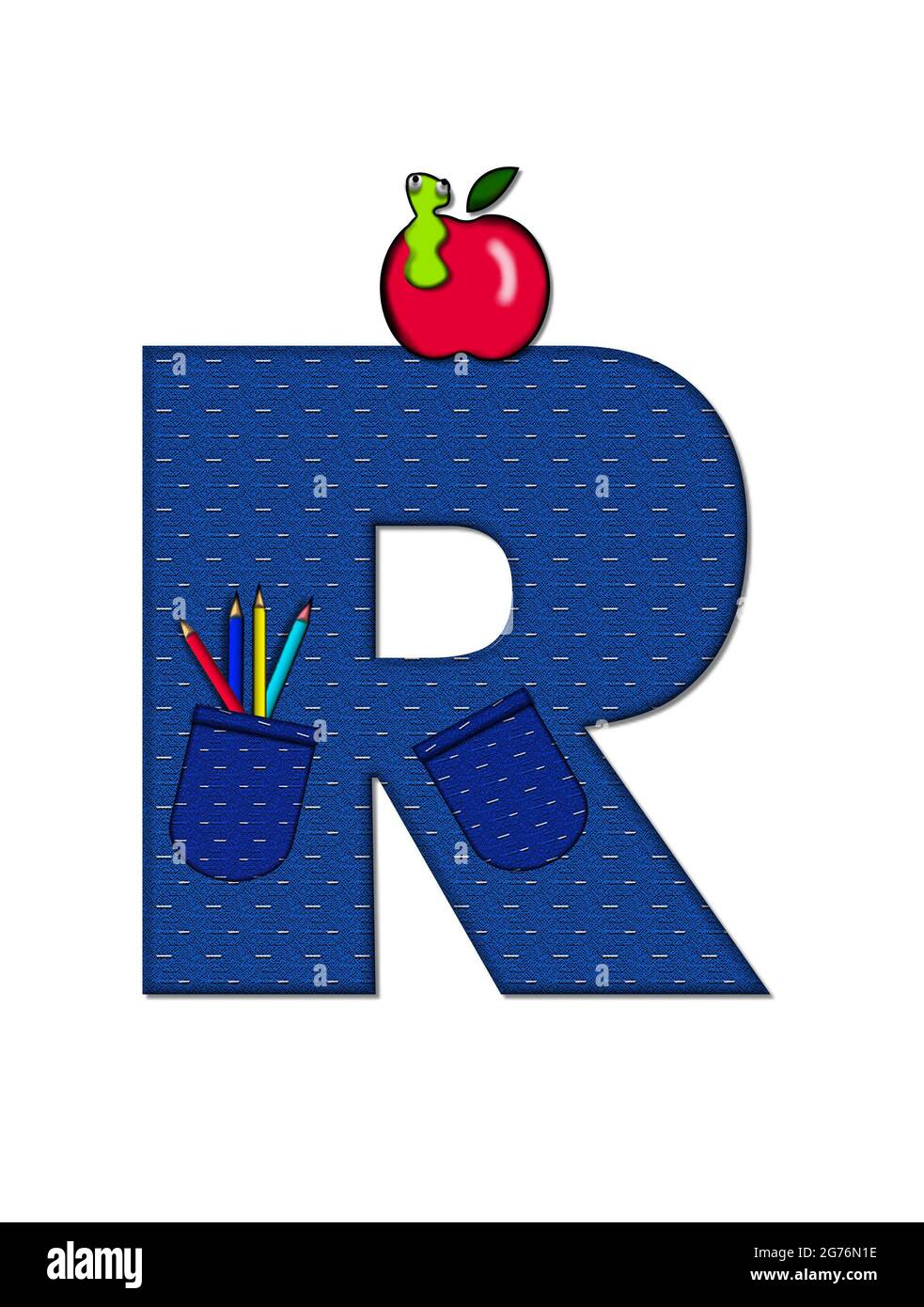 The letter R, in the alphabet set "School Days", in dressed in denim ...