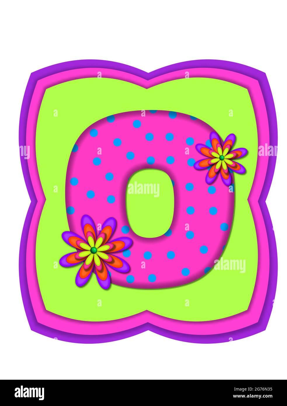 The letter O, in the alphabet set "Daisy Daze," is colored in vivid ...