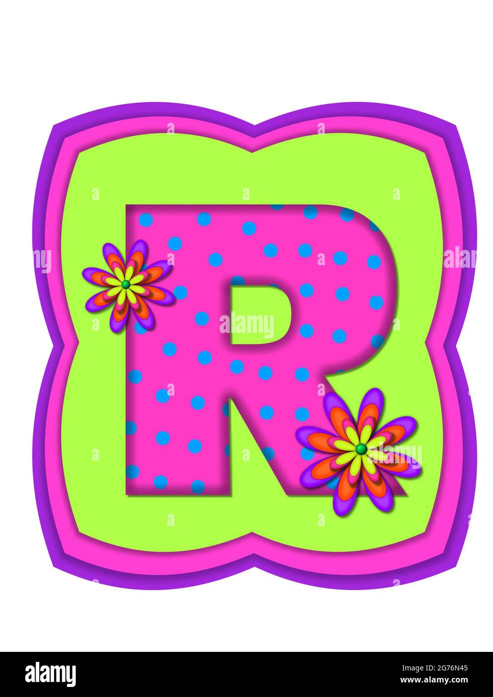 The letter R, in the alphabet set "Daisy Daze," is colored in vivid ...