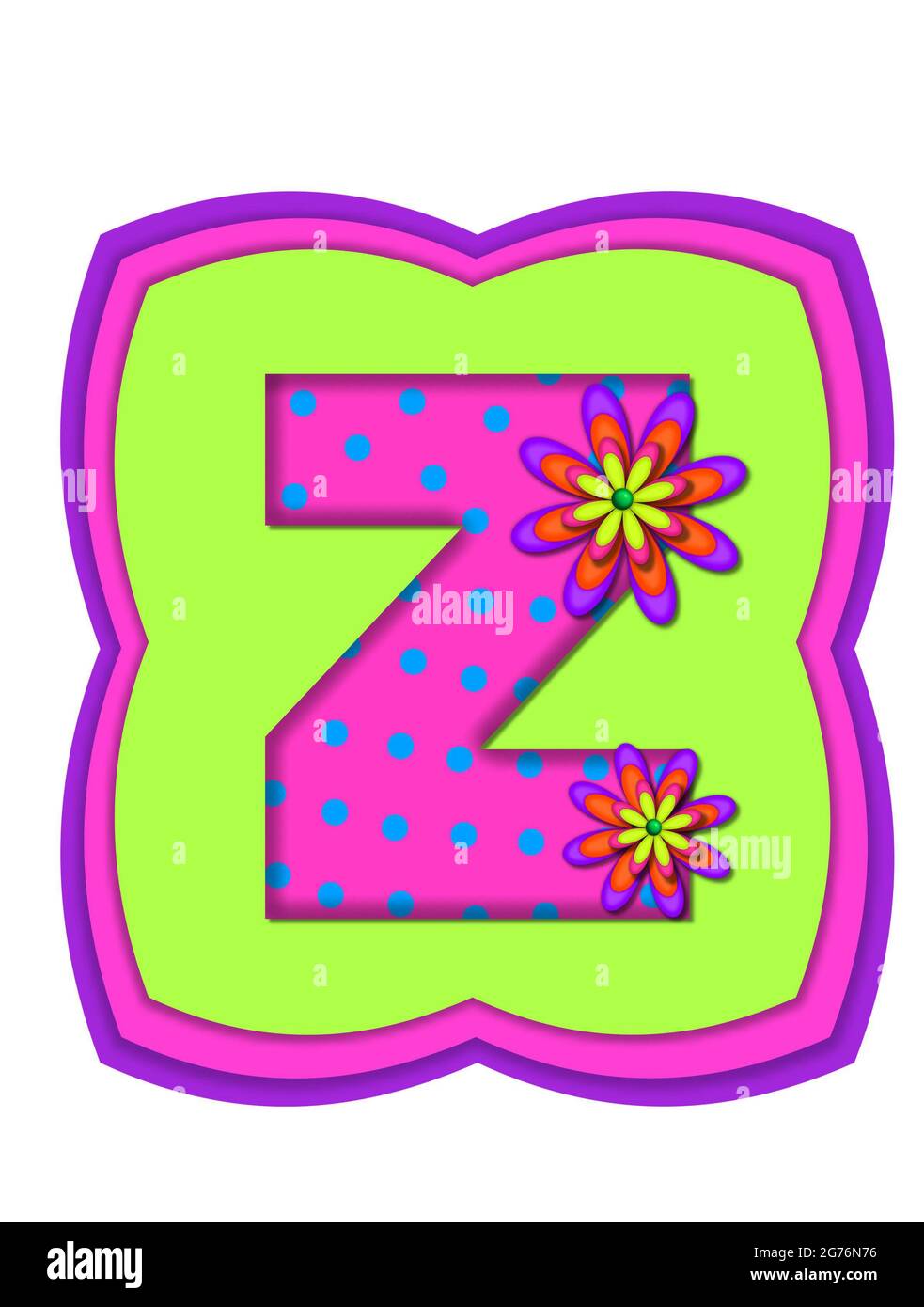 The letter Z, in the alphabet set "Daisy Daze," is colored in vivid ...