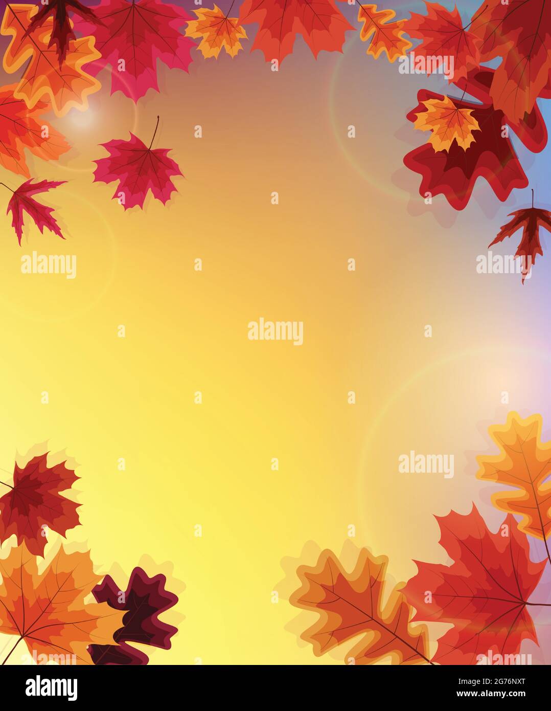 Autumn natural background template with falling leaves. EPS10 Stock ...