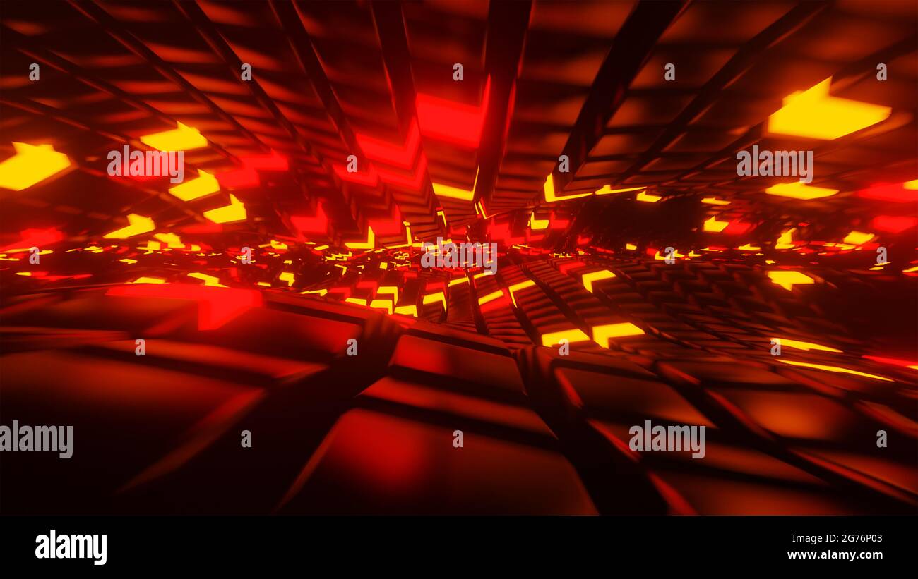 A twisting surface with lit cubes 3D render Stock Photo - Alamy