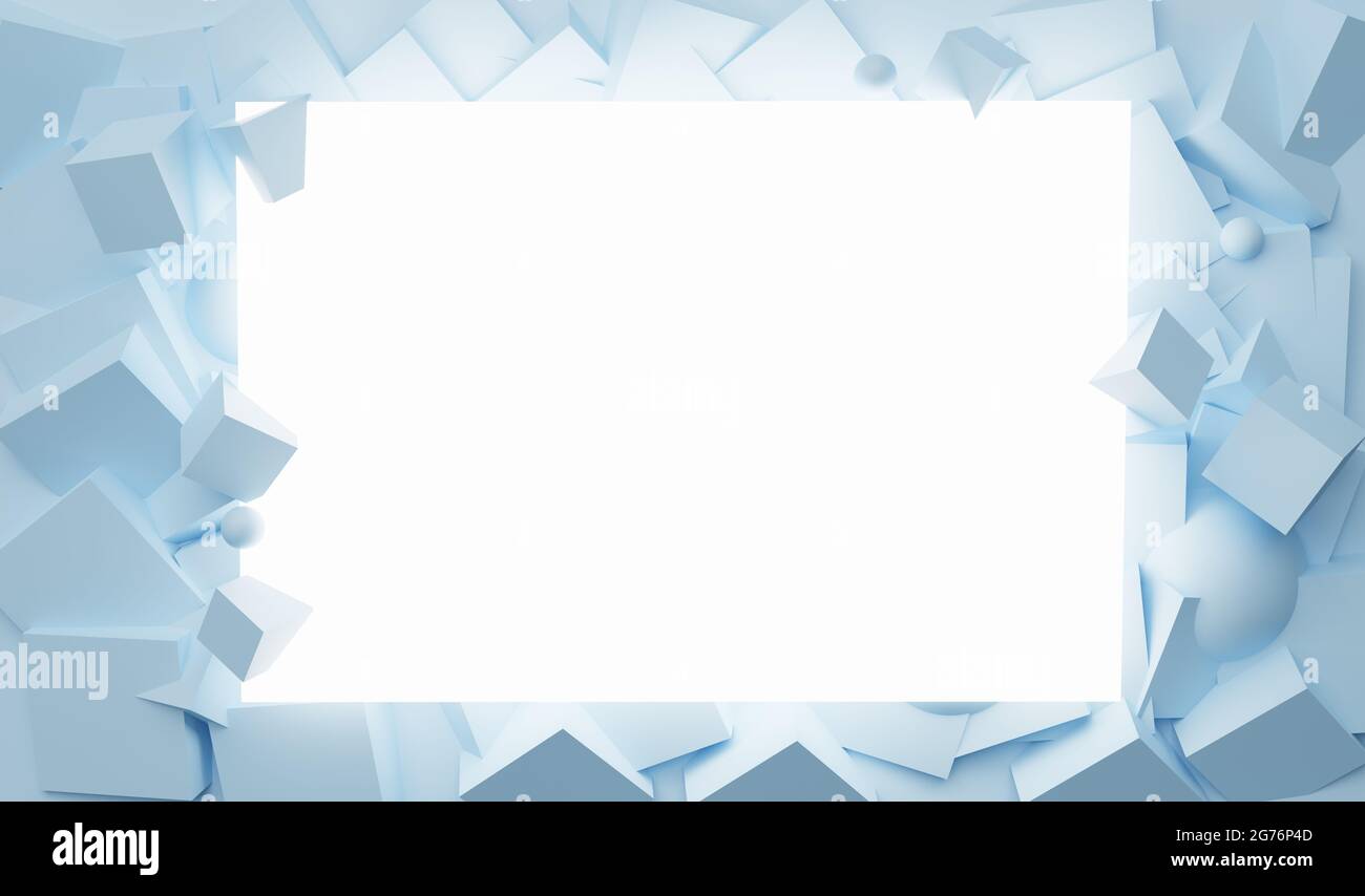 Creative 3D illustration composed of basic geometric shapes Stock Photo ...