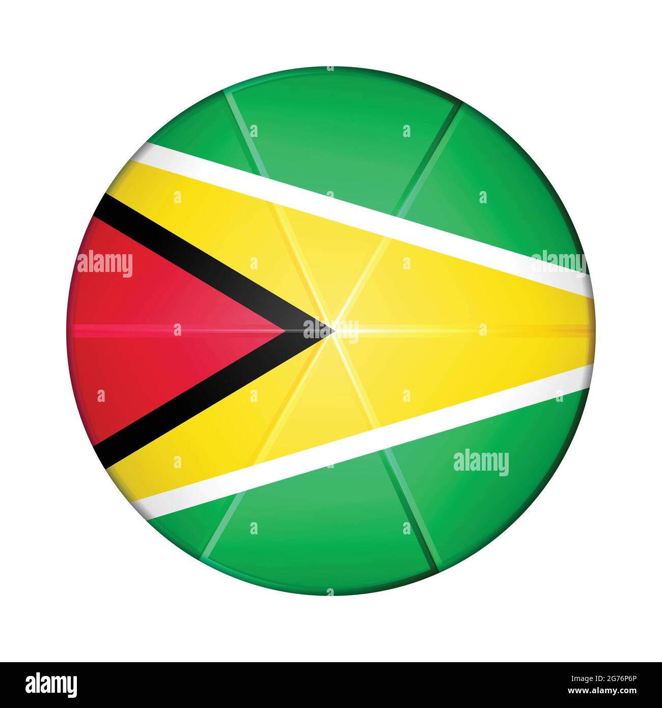 Glass light ball with flag of Guyana. Round sphere, template icon ...