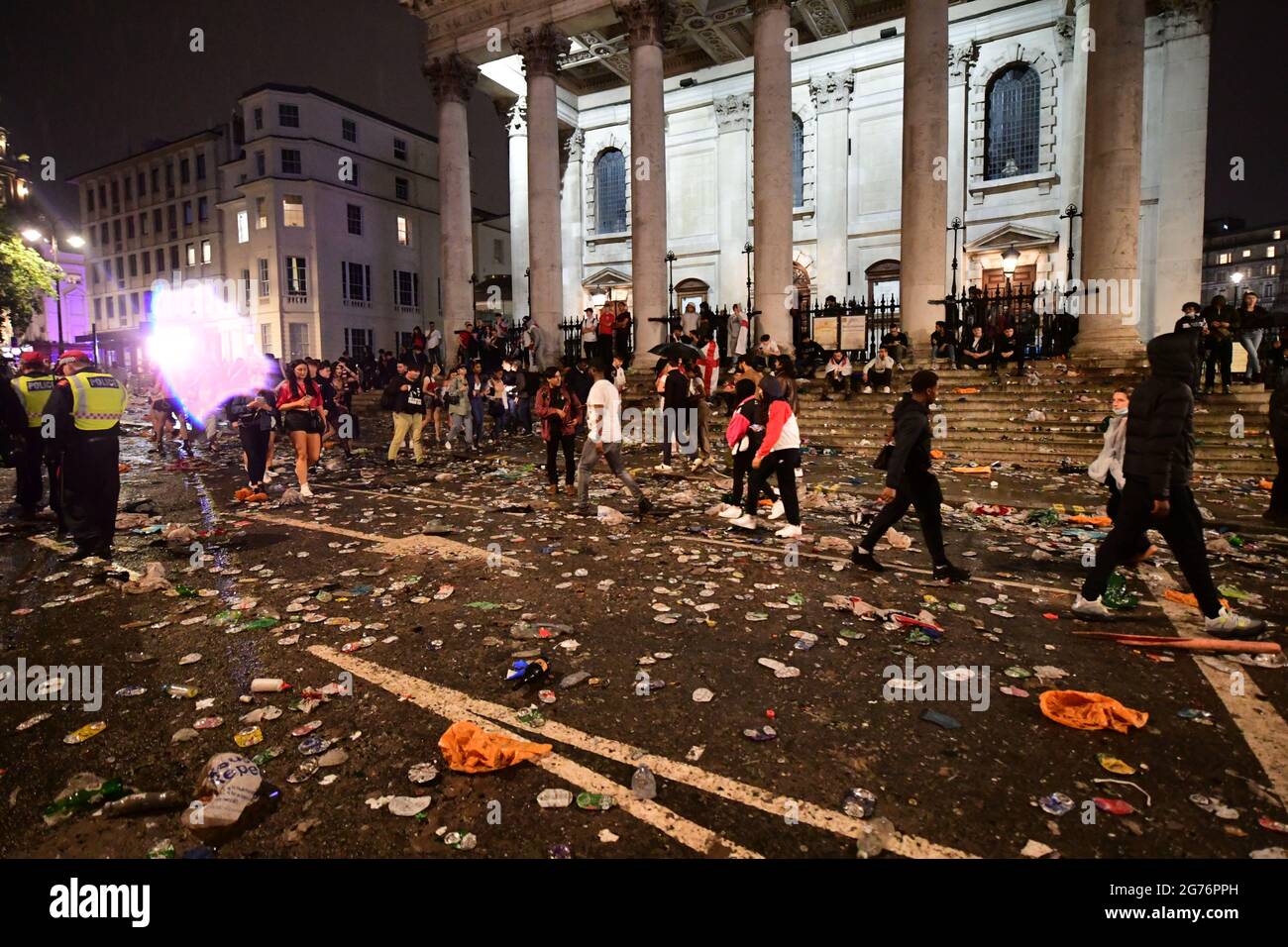 Dejected England fans in Trafalgar Square, London, after Italy beat ...