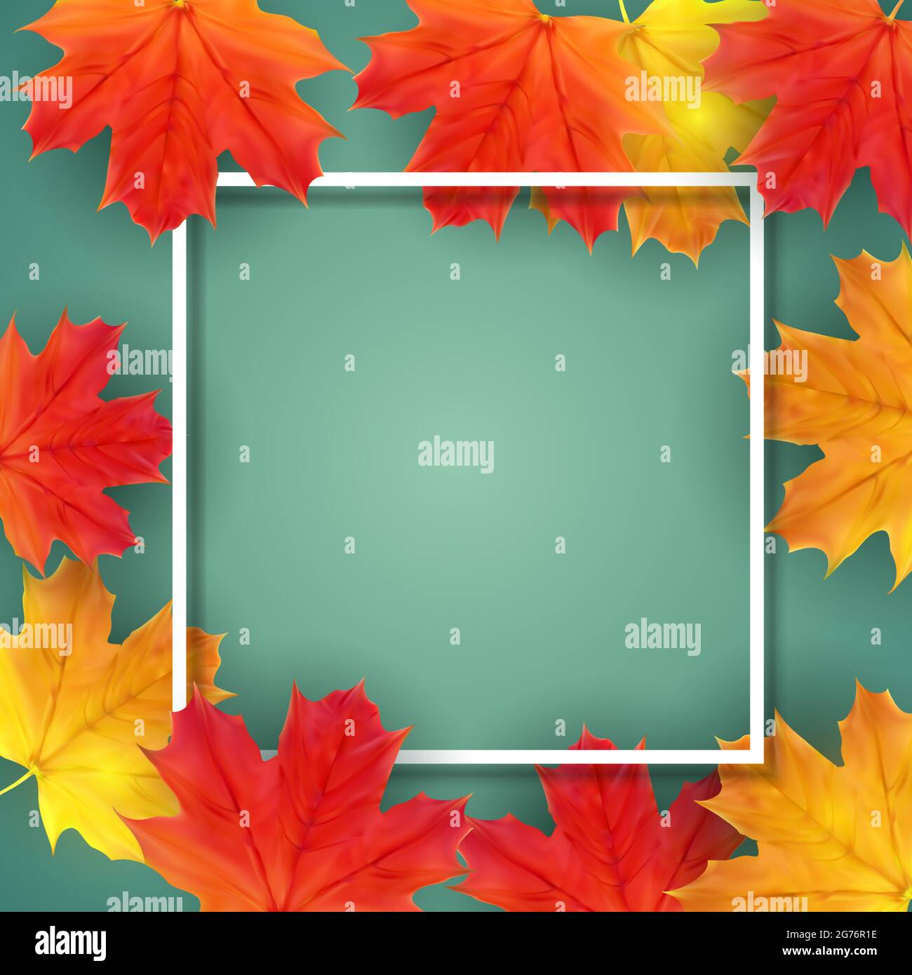 Autumn natural background template with falling leaves. EPS10 Stock ...