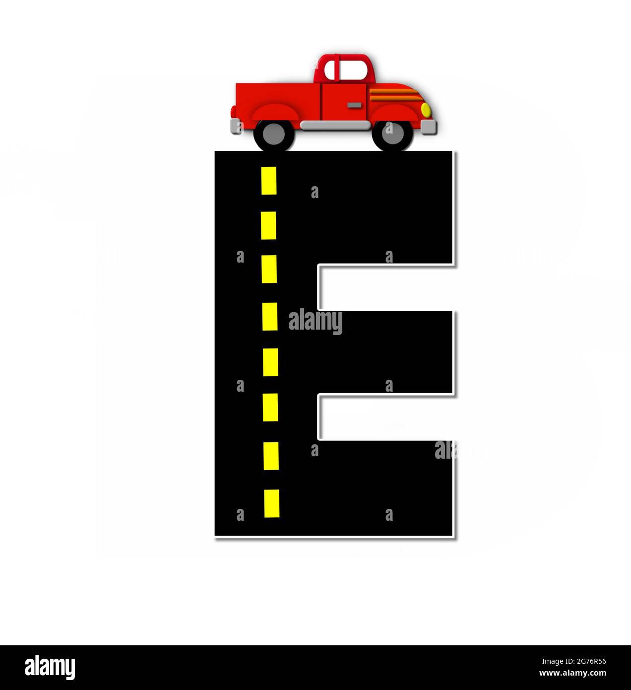The letter E, in the alphabet set "Transportation by Road", is black ...