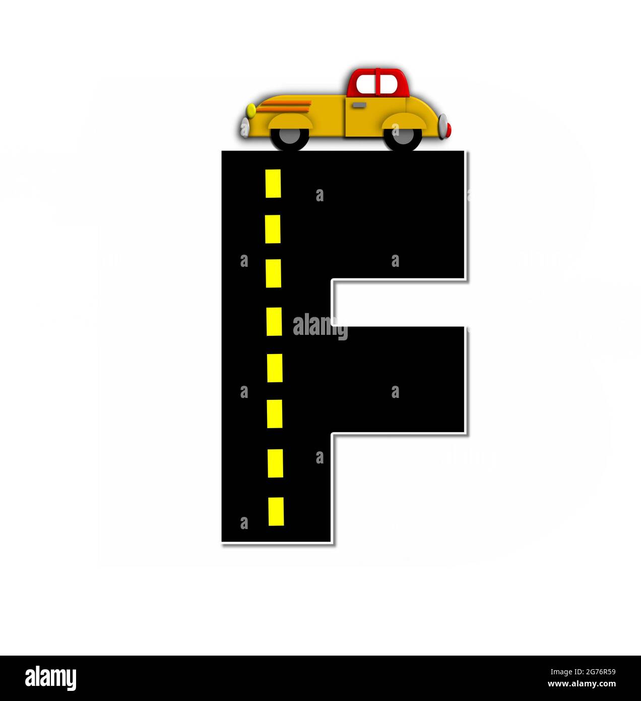 The letter F, in the alphabet set "Transportation by Road", is black ...