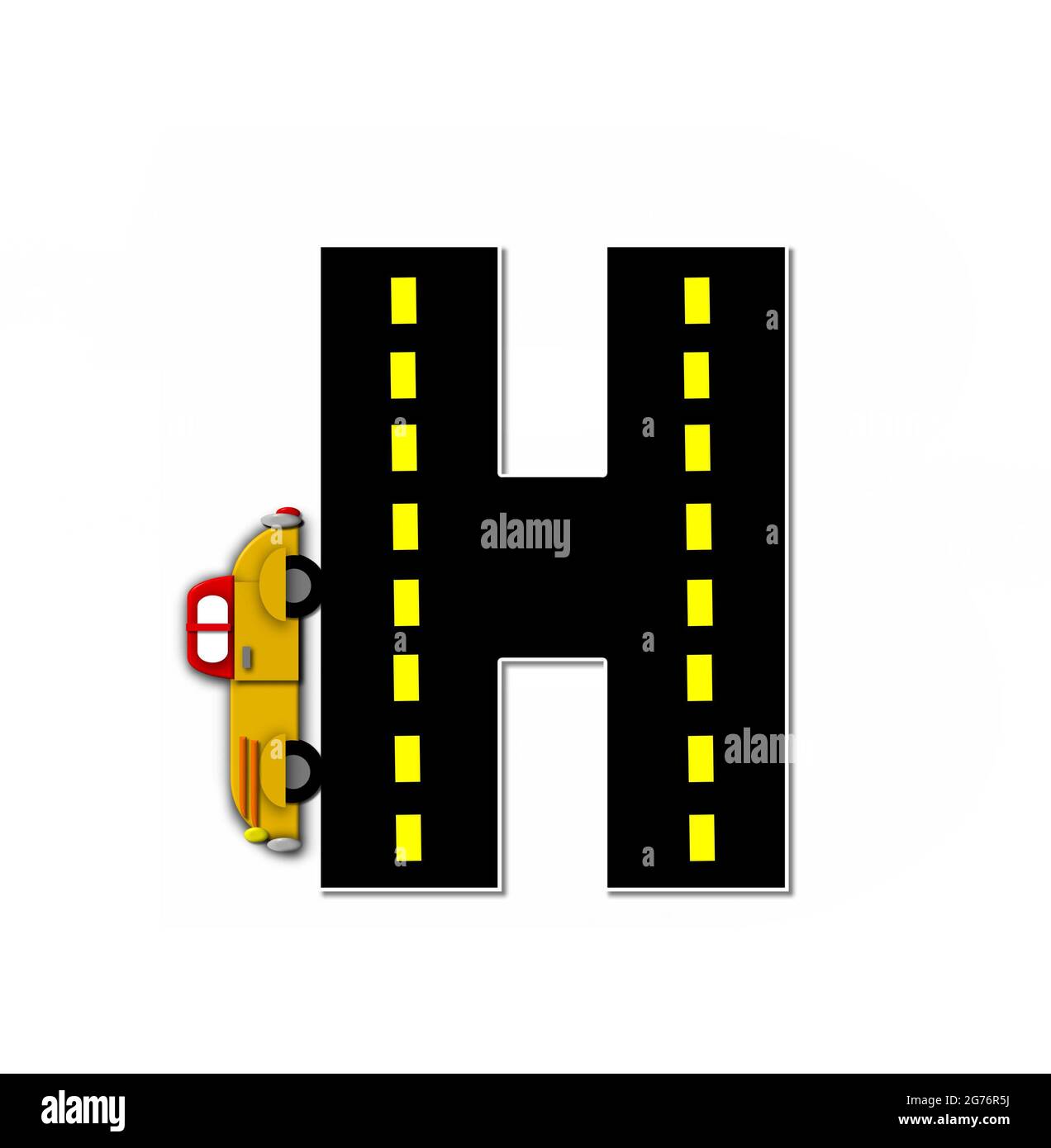 The letter H, in the alphabet set "Transportation by Road", is black ...