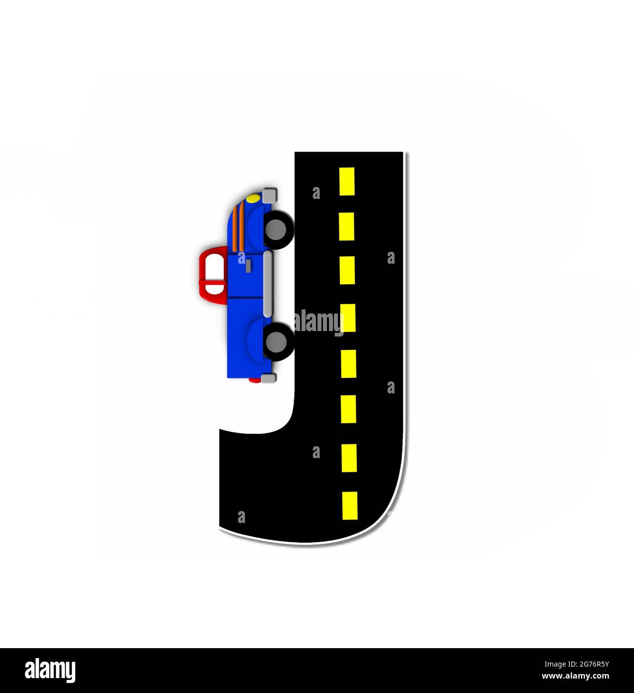 The letter J, in the alphabet set "Transportation by Road", is black ...