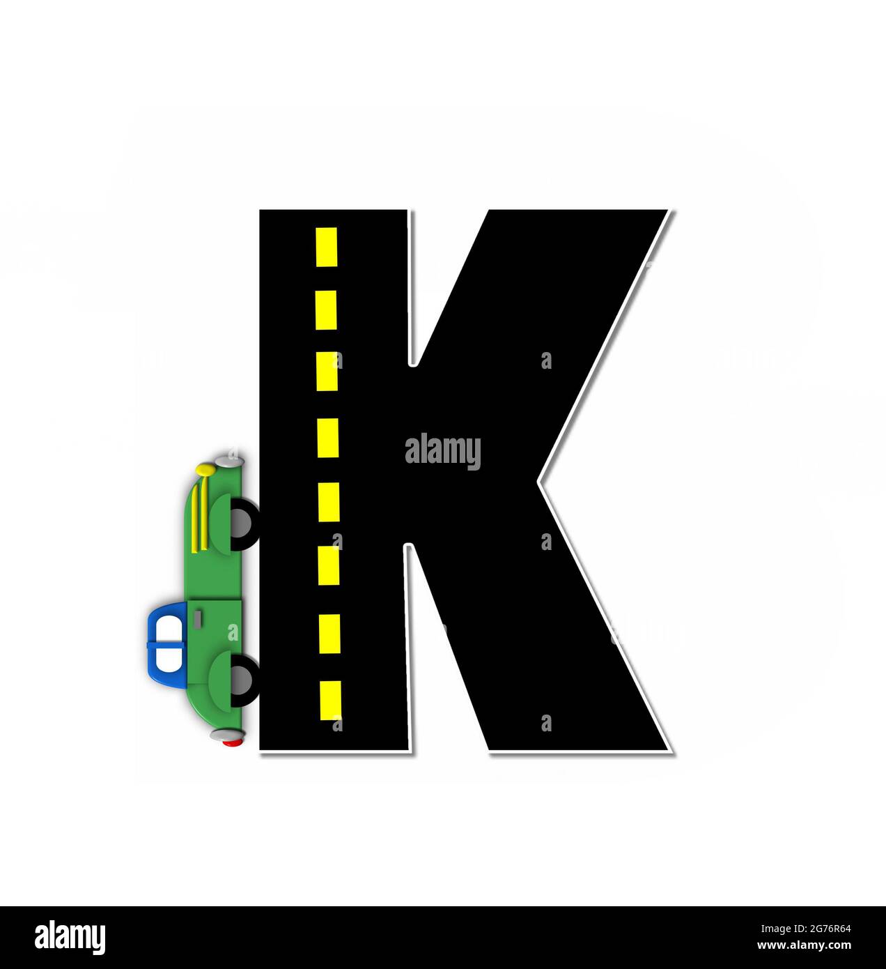 The letter K, in the alphabet set "Transportation by Road", is black ...