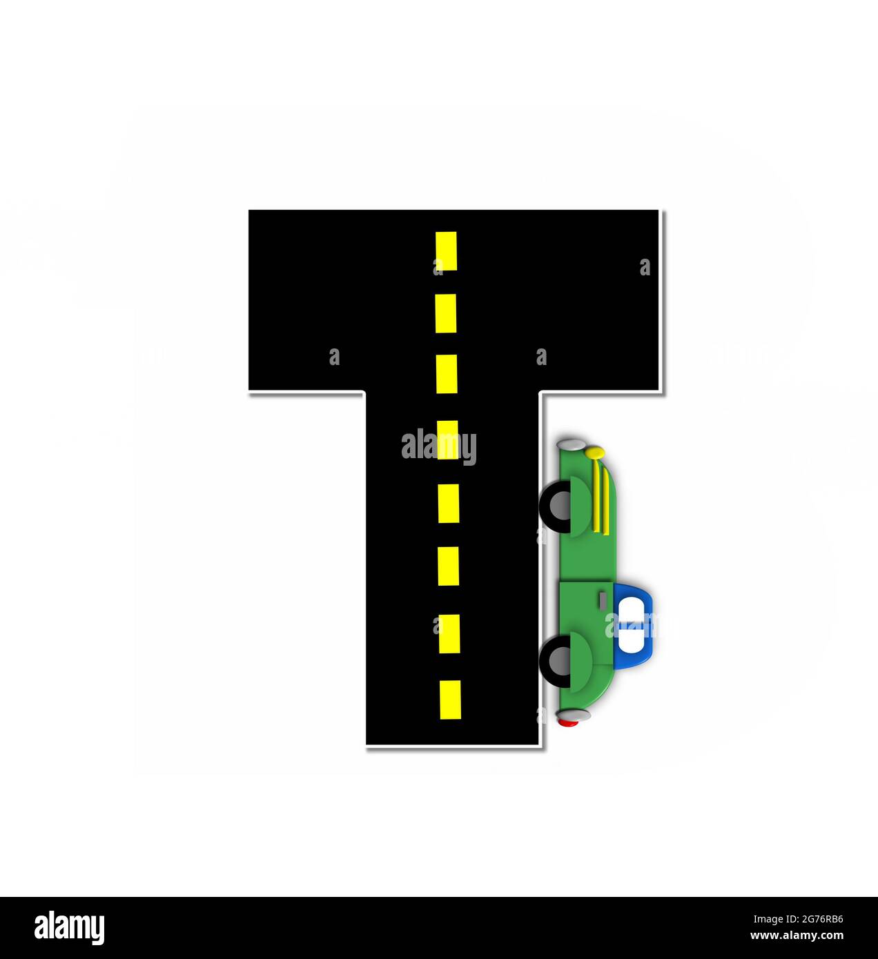 The letter T, in the alphabet set "Transportation by Road", is black ...