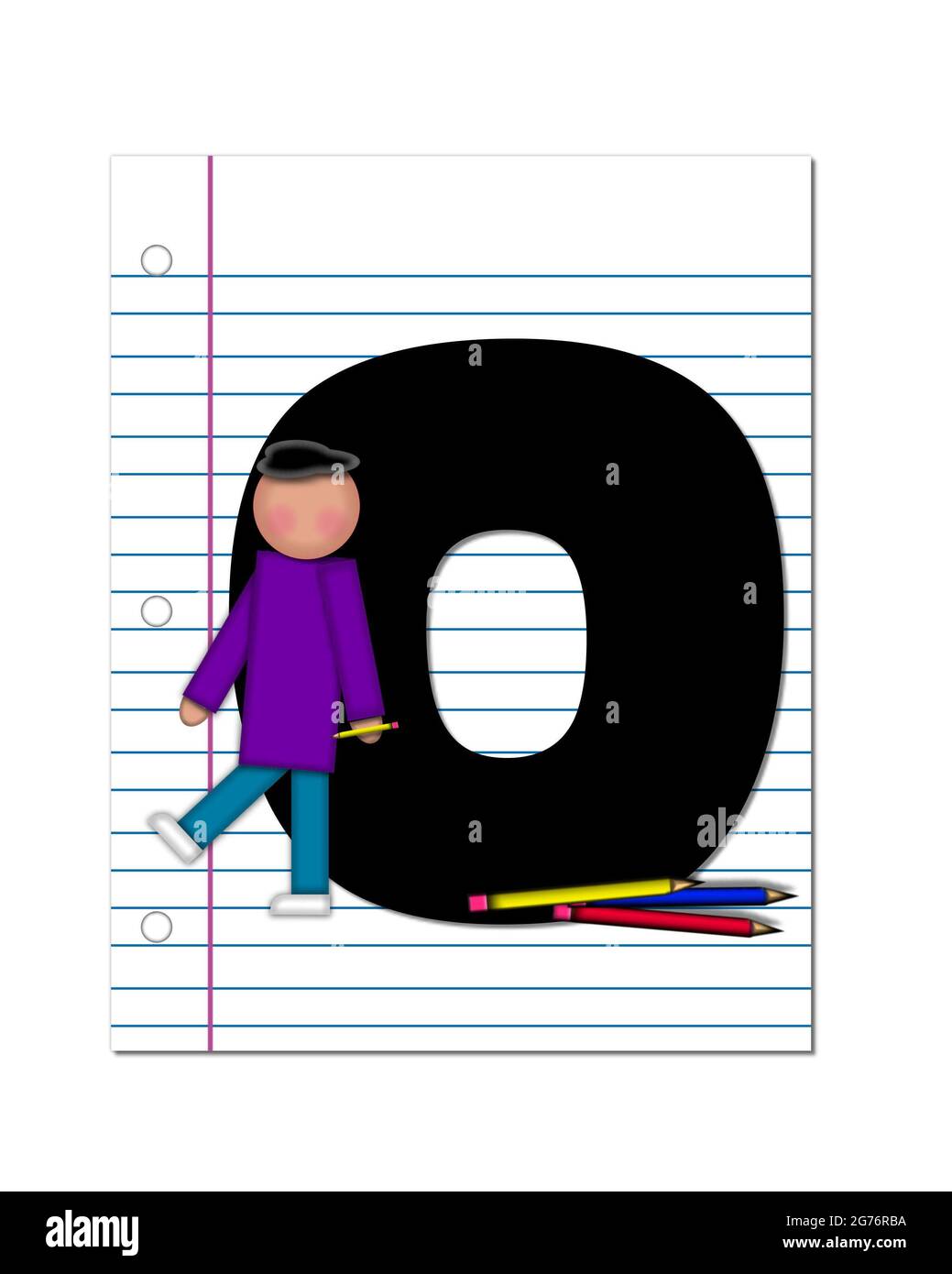 The letter O, in the alphabet set "Start of School Two", is black ...