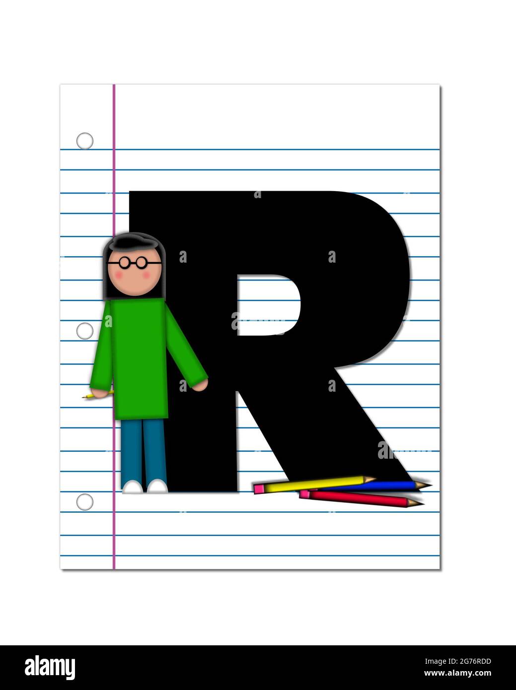 The letter R, in the alphabet set "Start of School Two", is black ...