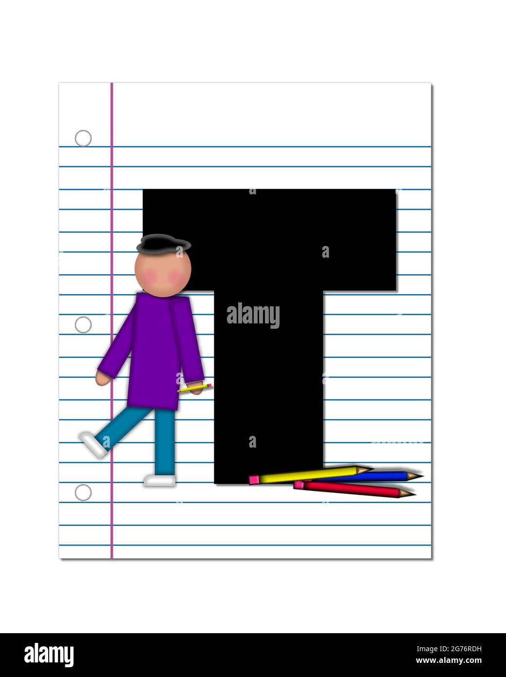 The letter T, in the alphabet set "Start of School Two", is black ...