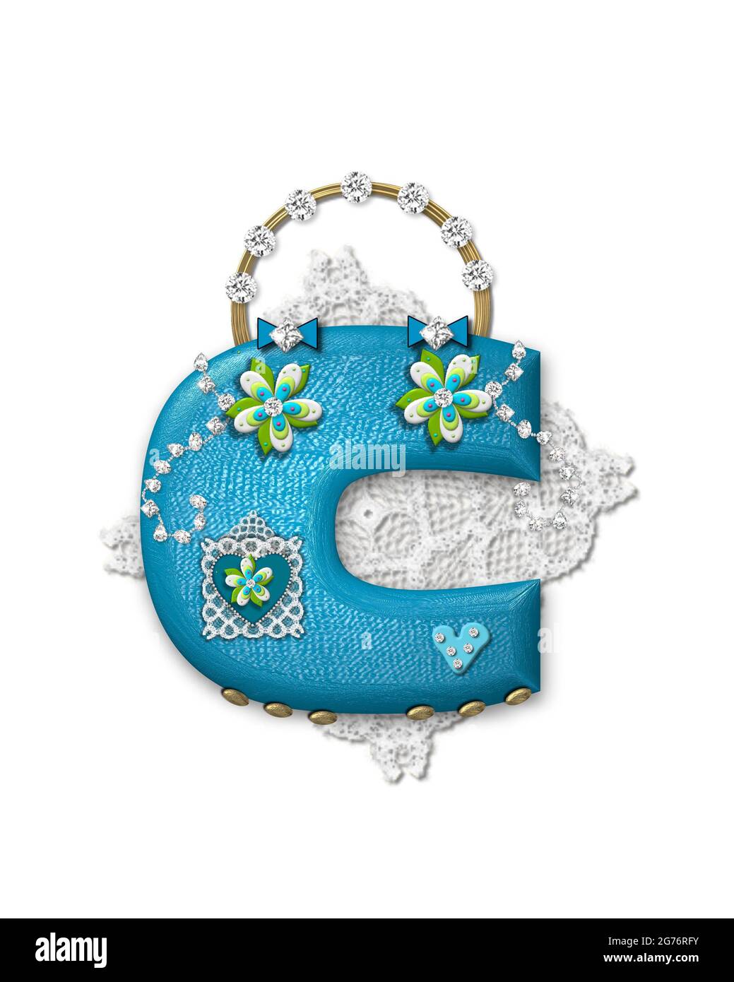 The letter C, in the alphabet set "Bling Bag," depicts aqua letter as a ...