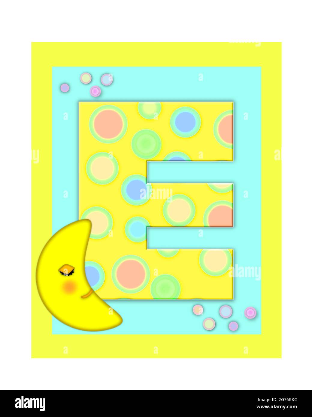 The letter E, in the alphabet set "Sweet Dreams" is a soft yellow and ...