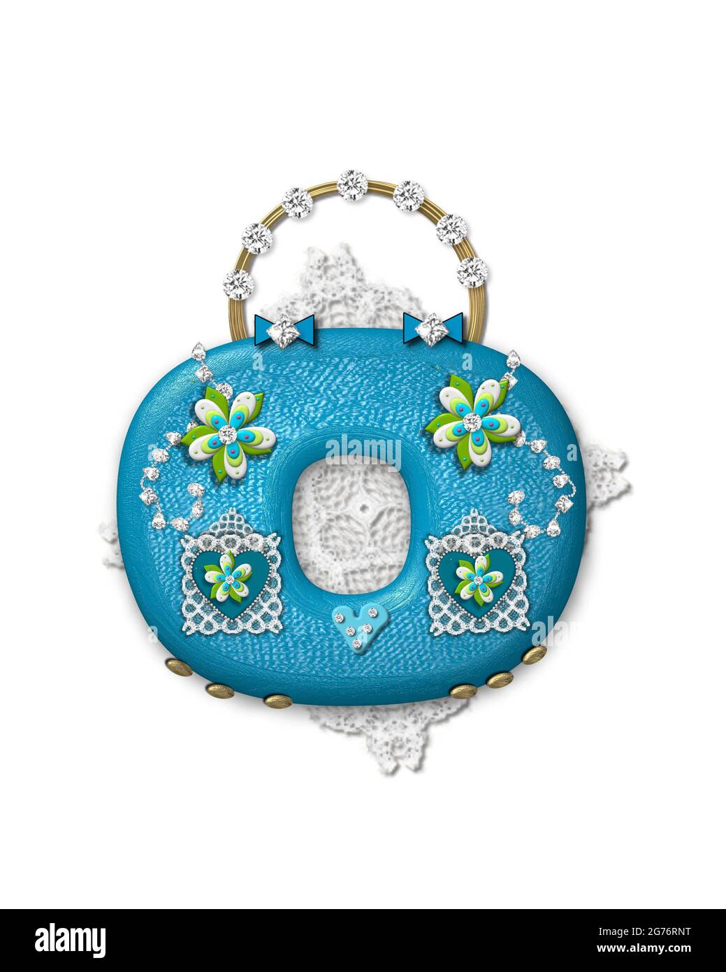 The letter O, in the alphabet set "Bling Bag," depicts aqua letter as a ...